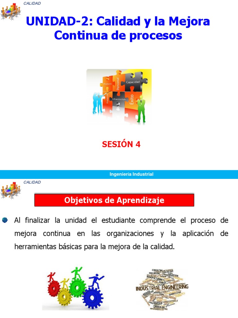 Unidad 2 Calidad Y La Mejora Continua De Procesos Sesion 4 Pdf