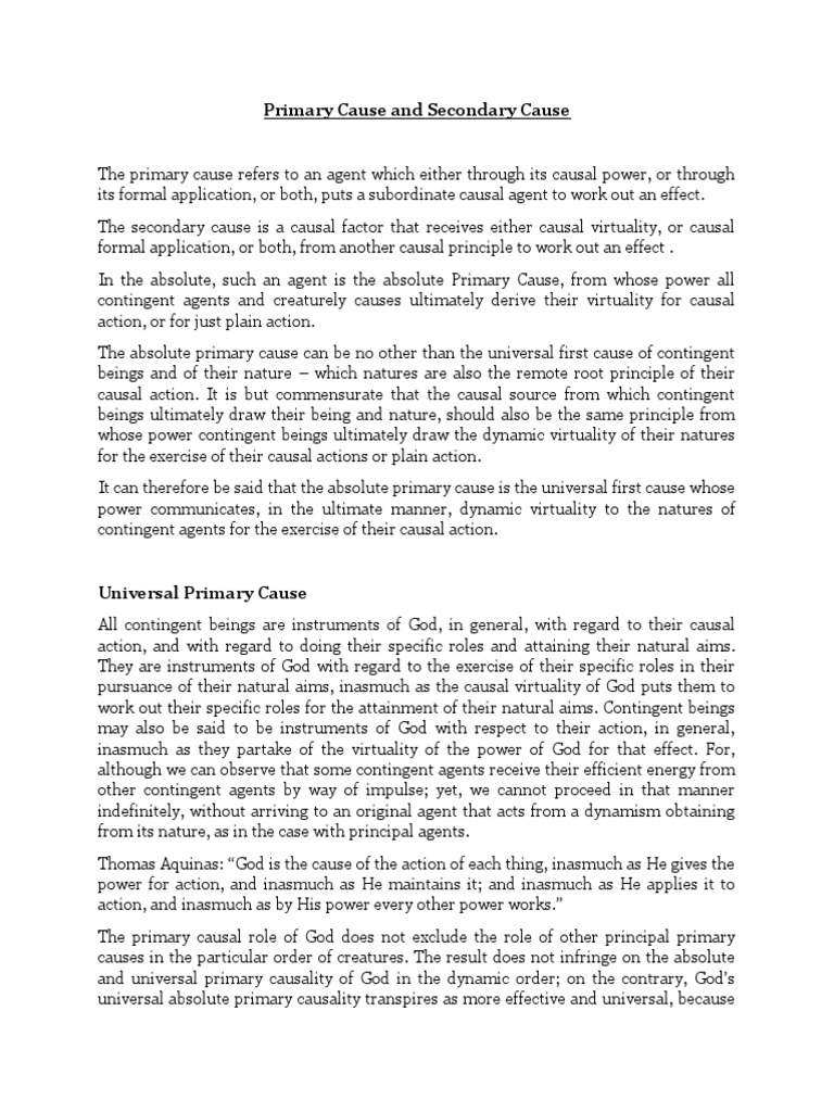 Primary Cause and Secondary Cause | PDF | Causality | God