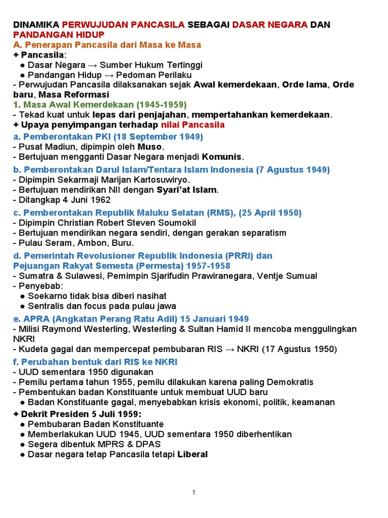 Bab 1 Dinamika Perwujudan Pancasila Sebagai Dasar Negara Dan Pandangan Hidup Bangsa | PDF