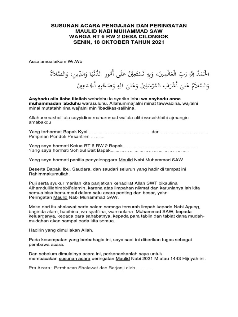 Susunan Acara Pengajian | PDF