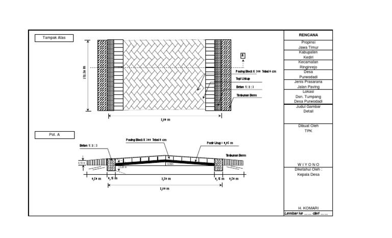 Detail Rencana Jalan Paving Block | PDF