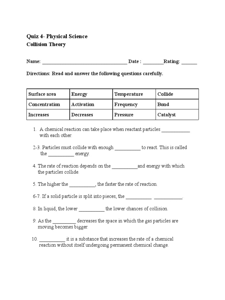 Collision Theory Quiz | PDF