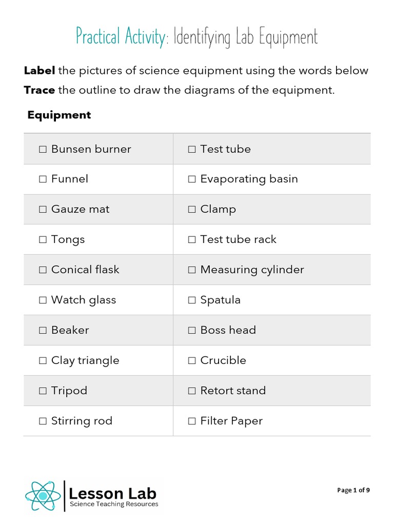Practical Activity:: Identifying Lab Equipment | PDF