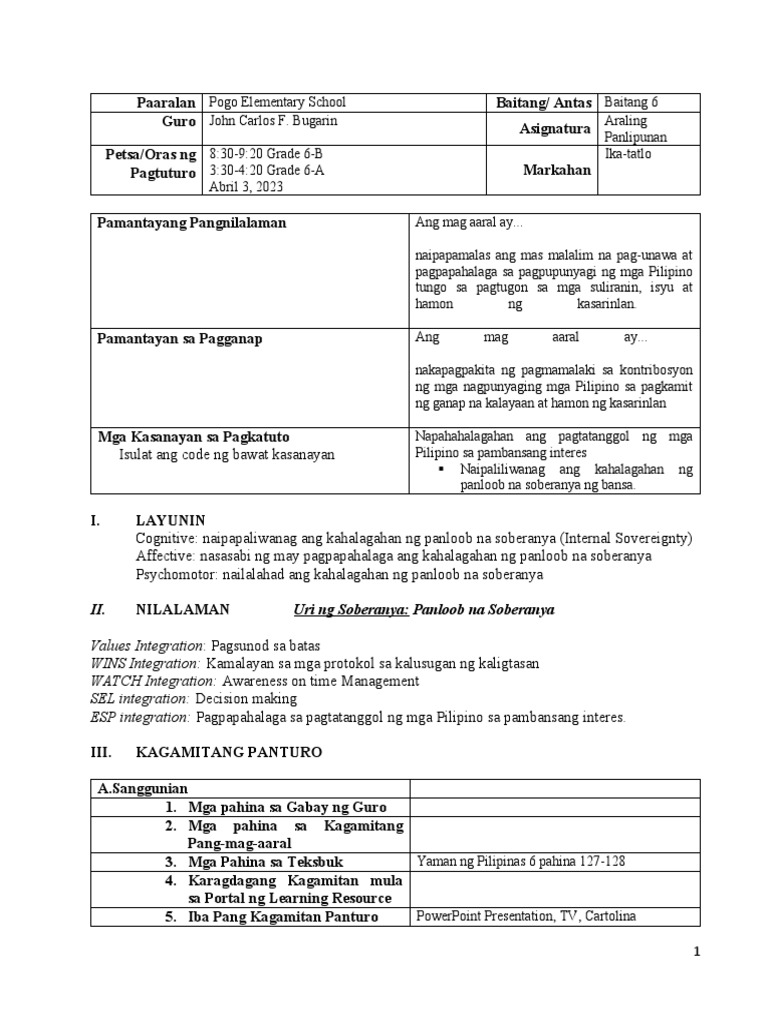 II. Uri NG Soberanya: Panloob Na Soberanya | PDF