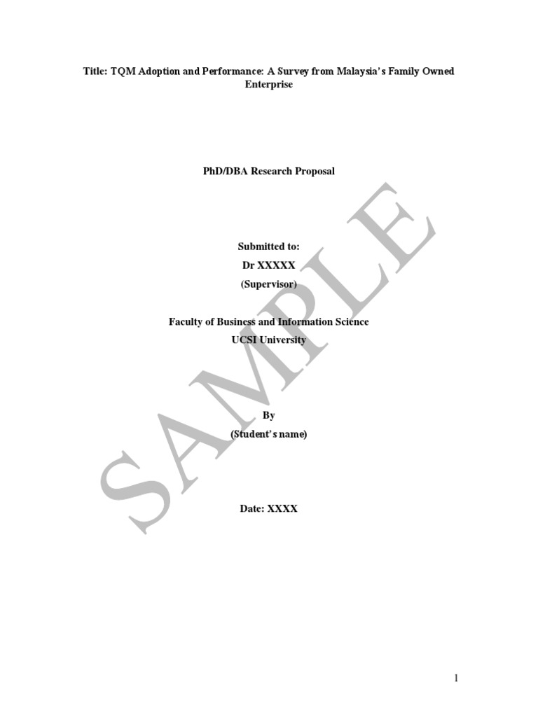 Sample PHD - DBA Research - Proposal | Download Free PDF | Quality ...