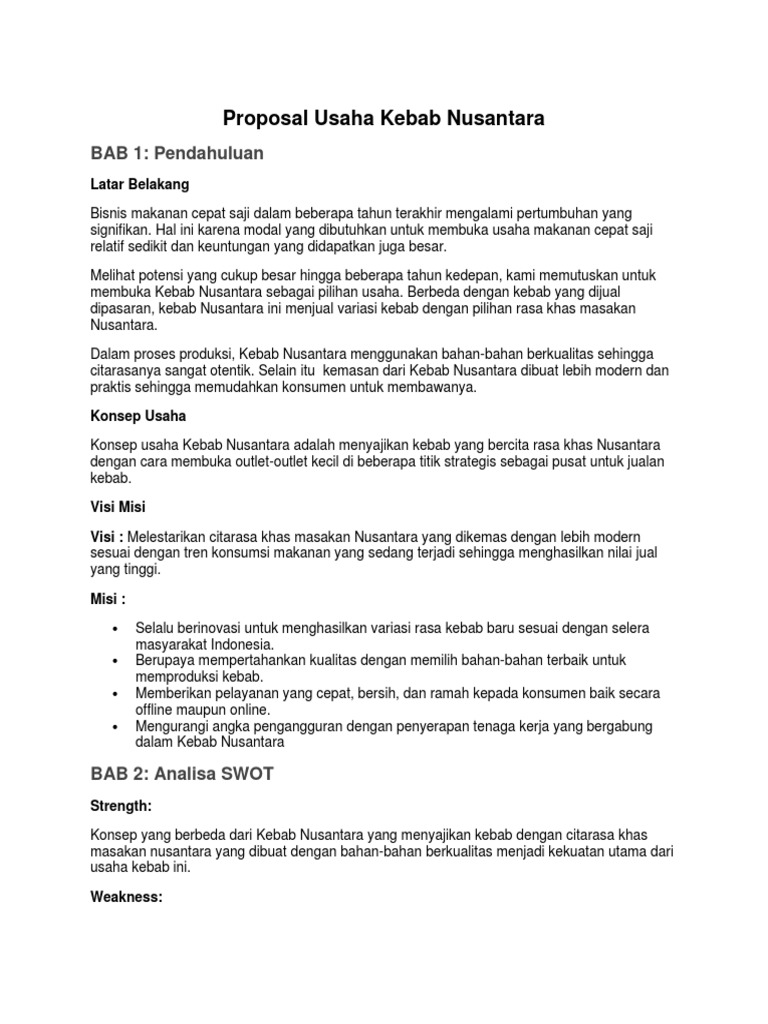 Proposal Usaha Kebab | PDF