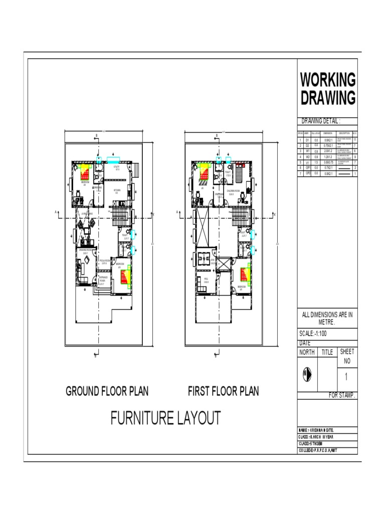 Working Drawing: Furniture Layout | PDF | Residential Buildings ...