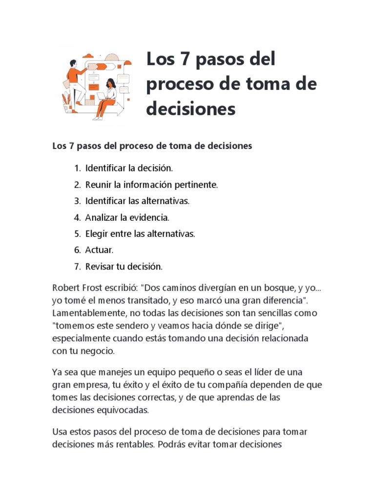 Los 7 Pasos Del Proceso de Toma de Decisiones | PDF | Toma de decisiones | Información