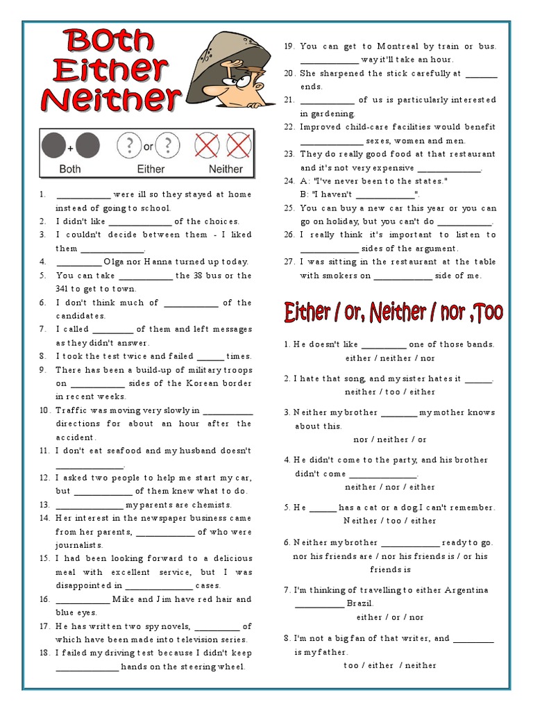 Grammar Practice: Either/Neither Usage | PDF