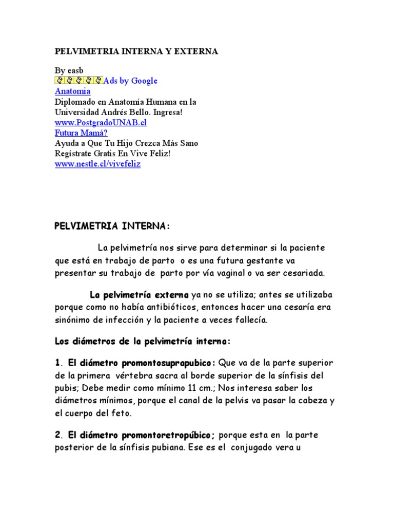 Pelvimetria | PDF | Pelvis | Sistema musculoesquelético
