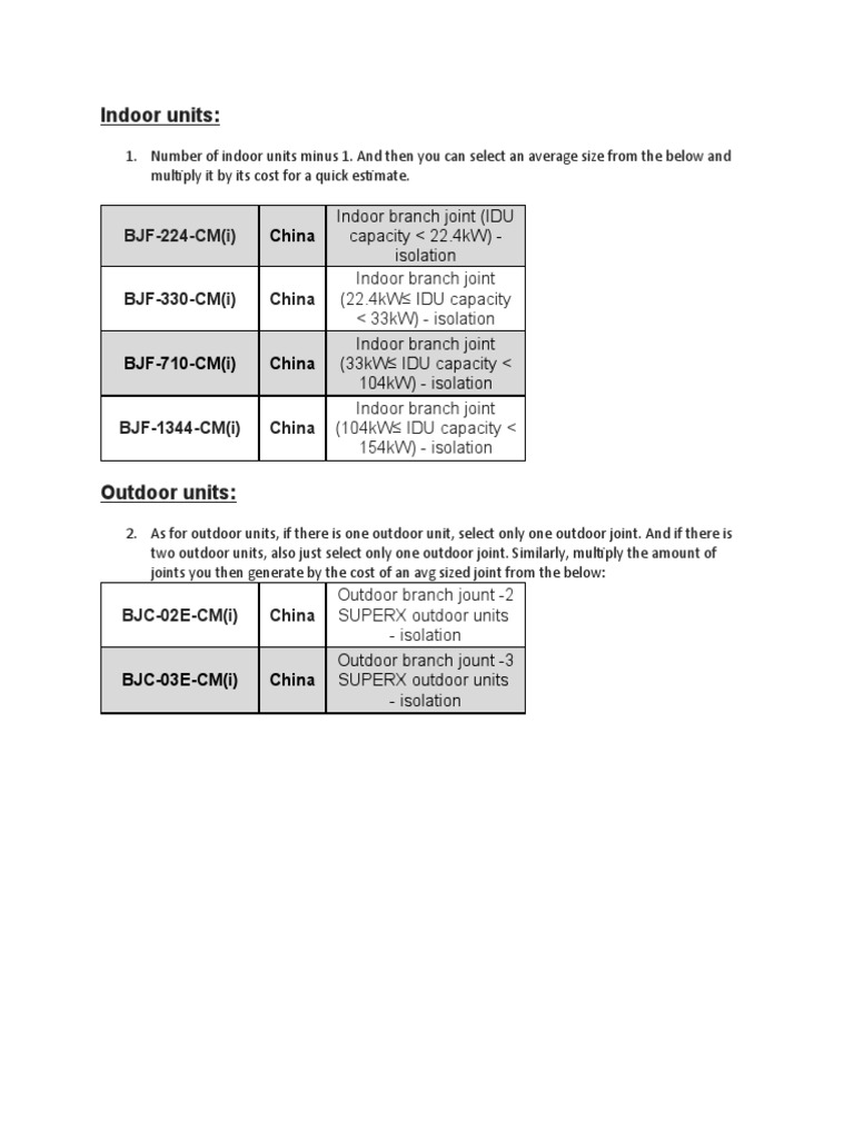 VRF Joint Selection Guide | PDF | Science & Mathematics