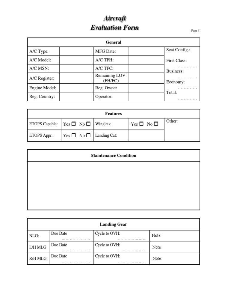 Aircraft Evaluation Form Final | PDF | Vehicle Design | Aerospace ...