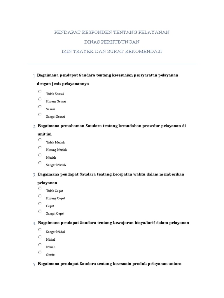 PENDAPAT RESPONDEN TENTANG PELAYANAN | PDF