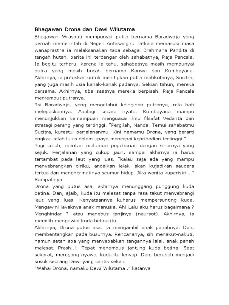 Bhagawan Drona Dan Dewi Wilutama | PDF