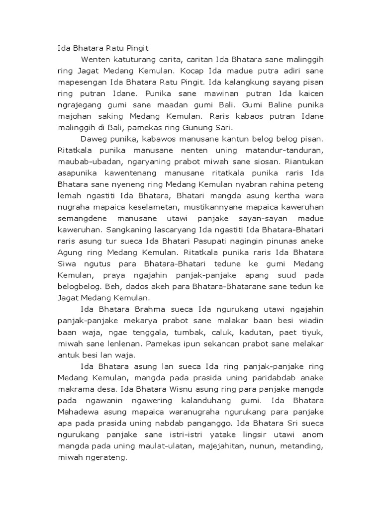 Satua Ida Bhatara Ratu Pingit | PDF | Seni