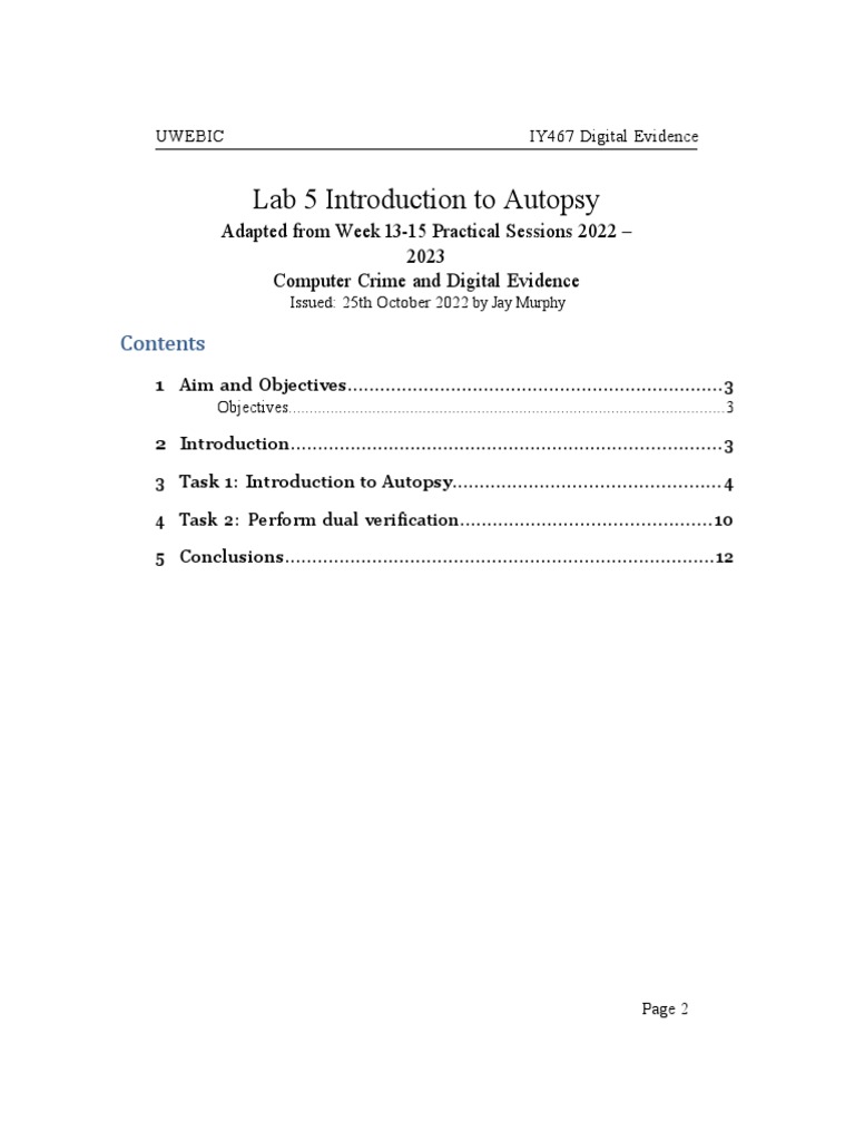 IY467 Lab 5 - Introduction To Autopsy | Download Free PDF | Computer ...
