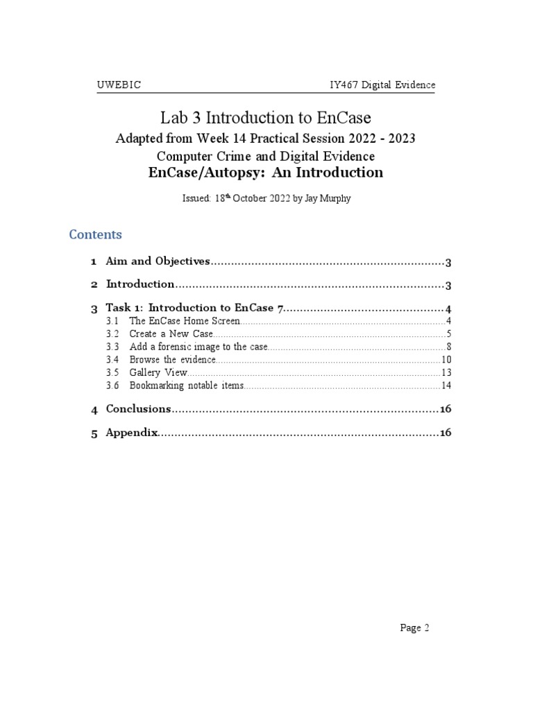 Iy467 Lab 3 Intro To Encase Pdf Computer File Virtual Machine 8089