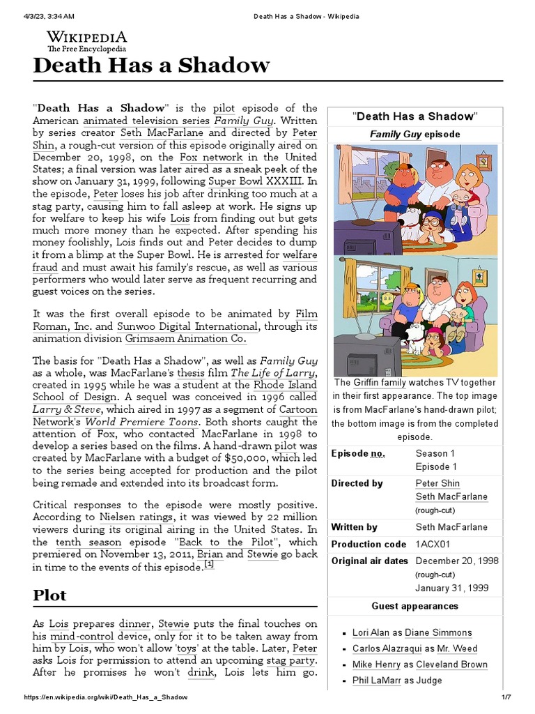 Death Has A Shadow | PDF | Television Series Created