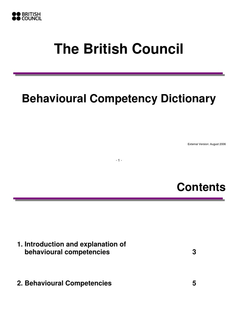 The British Council: Behavioural Competency Dictionary | PDF ...