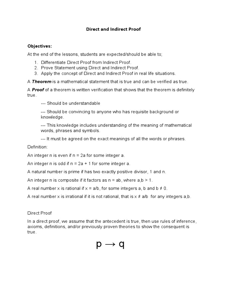 Week 3 (Direct and Indirect Proof) | PDF | Mathematical Proof | Theorem