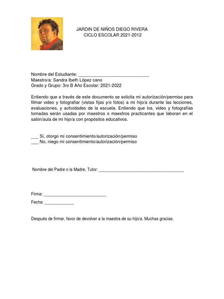 FORMATO Permiso Tomar Fotos y Video | PDF