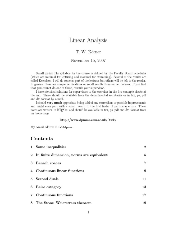 Vdoc - Pub Linear-Analysis | PDF | Banach Space | Compact Space