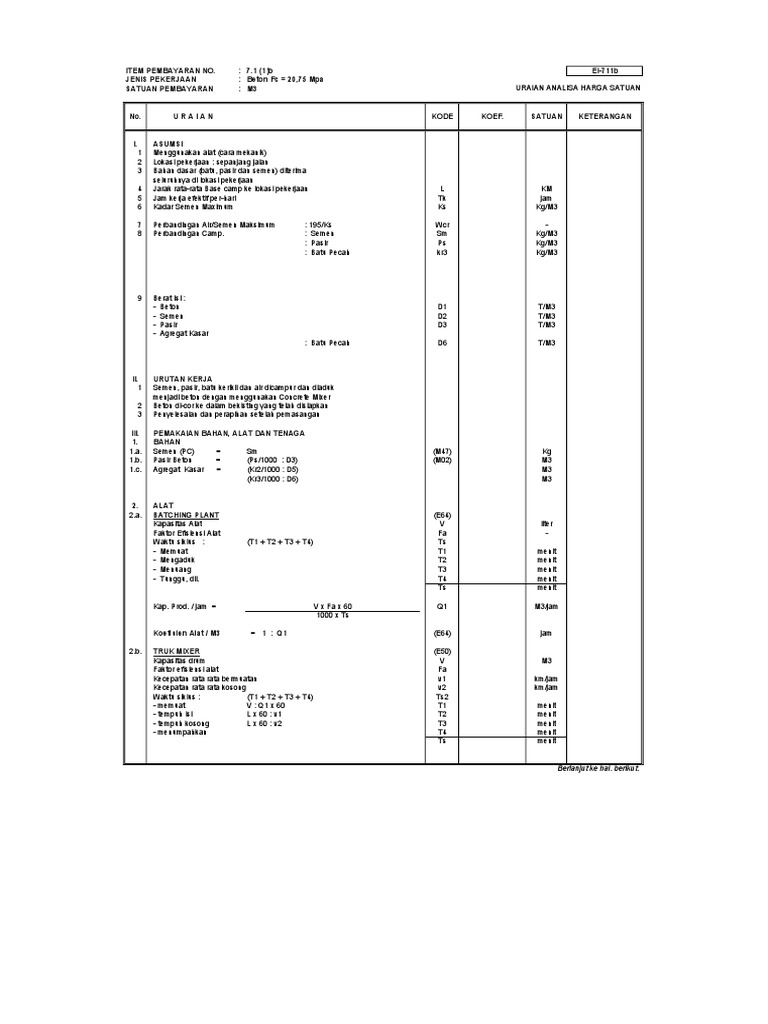 Analisa Beton FC2075 Mpa | PDF
