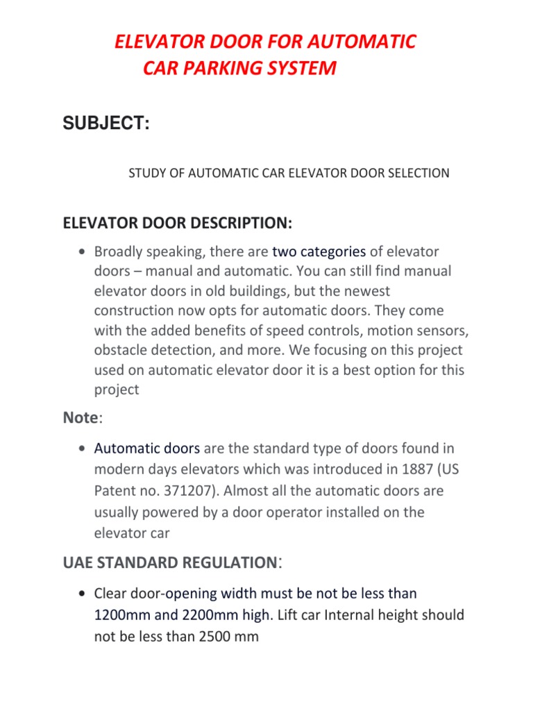 ELEVATOR DOOR - pdf1 | PDF | Elevator | Door
