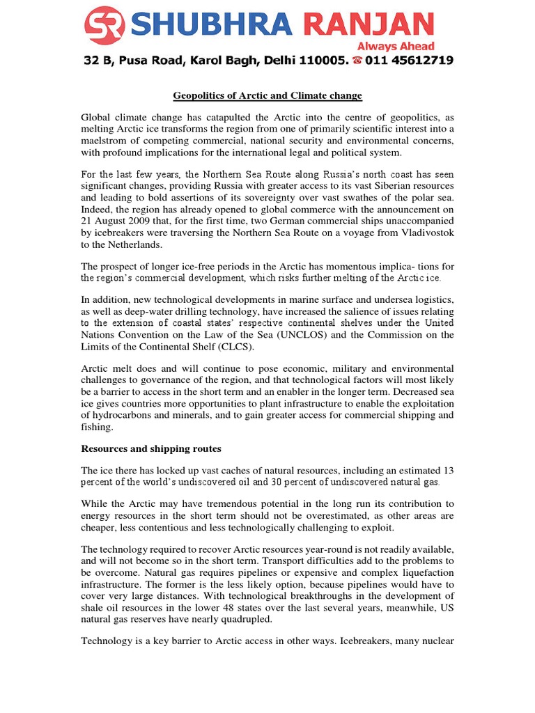Arctic Geopolitics and Climate Change | PDF | Arctic | Natural Gas