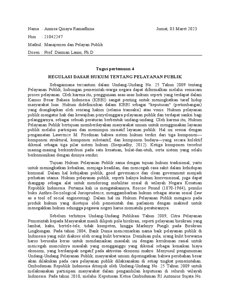 Annisa Qinaya R 21042247 Tugas 4 MPP | PDF