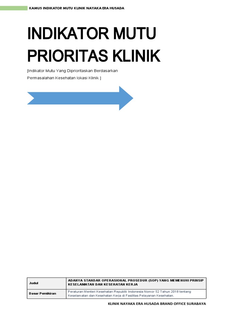 Kamus Indikator Mutu Klinik Nayaka Era Husada | PDF | Sains & Matematika
