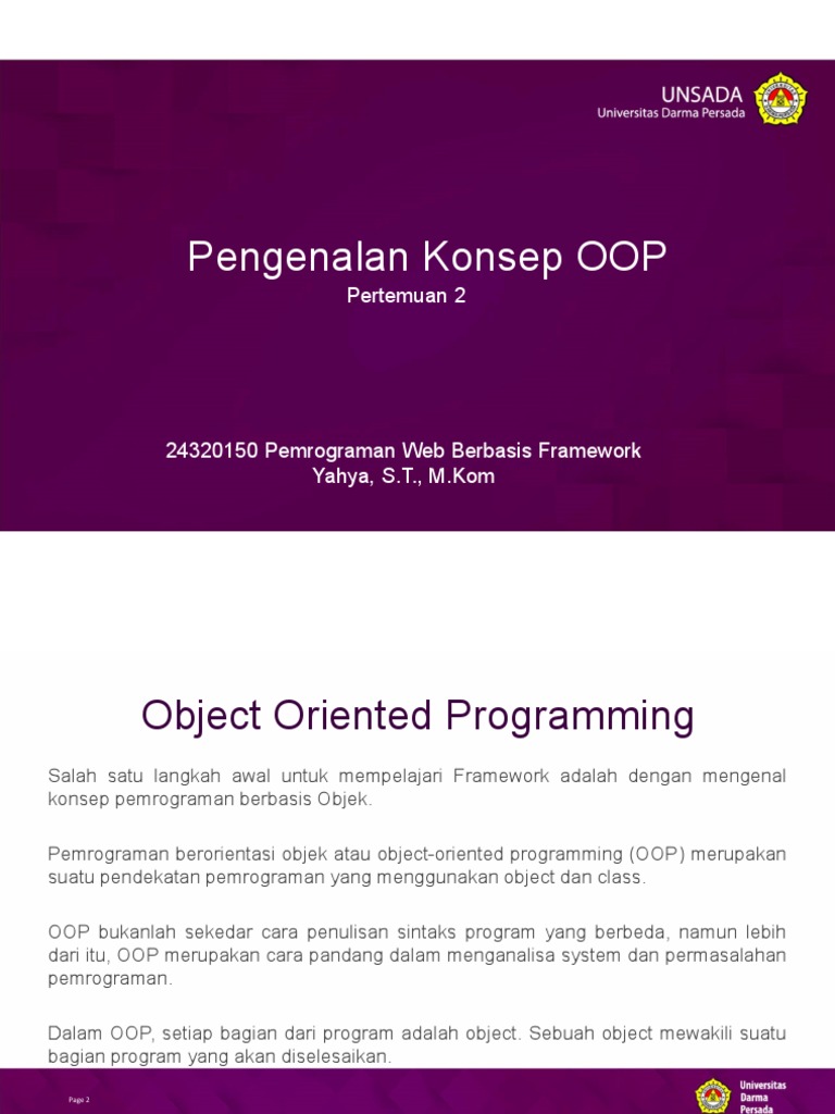 Framework 2 Pengenalan Konsep Oop Pdf