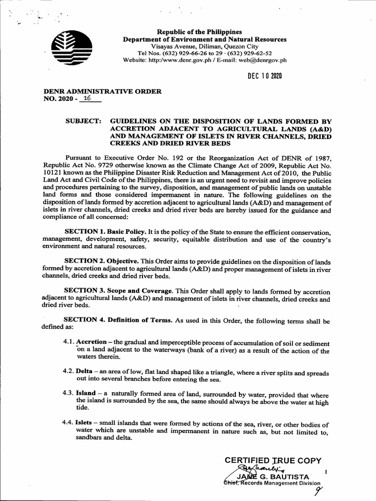 DENR Administrative Order No 2020 16 | PDF