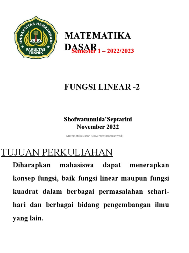 Materi Fungsi Linear Kelas 8 | PDF