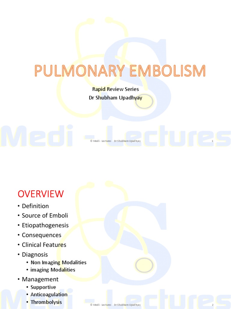 Pulmonary Embolism | PDF | Thrombosis | Embolism