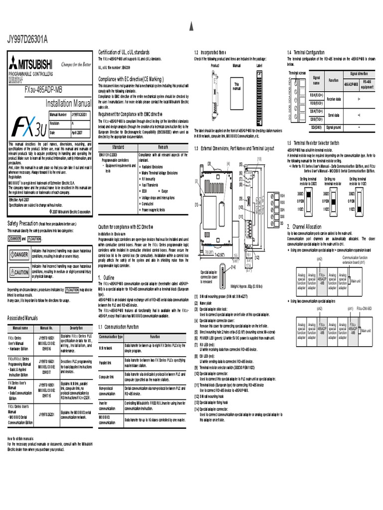 FX3U 485ADP MB安裝manual - JY997D26301a | PDF | Programmable Logic ...