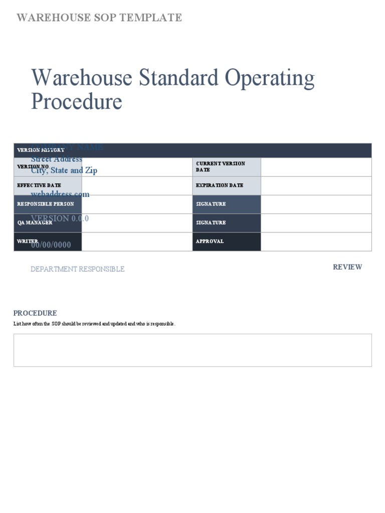 Standard Operating Procedure Warehouse | PDF | Warehouse | Pallet