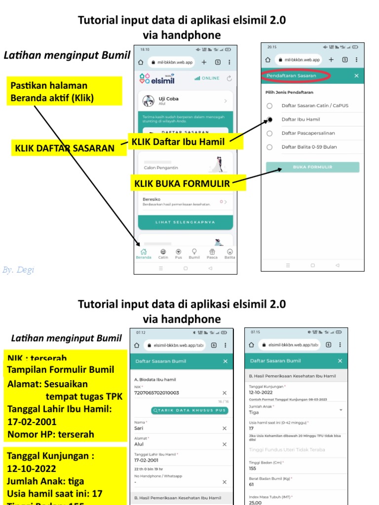Tutorial Input Data Di Aplikasi Elsimil 2.0 Via Handphone: Latihan Menginput Bumil | PDF