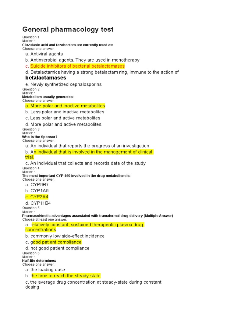 Pharmaco Questions 2 | PDF