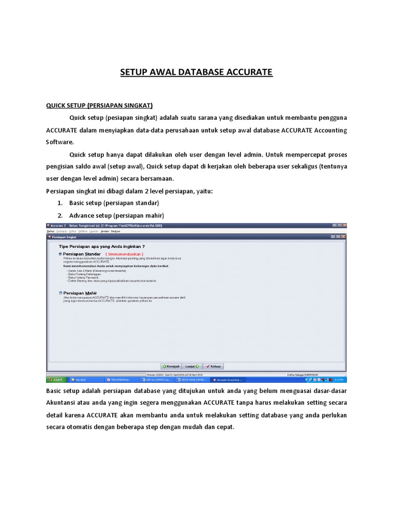 Setup Awal Database Accurate | PDF