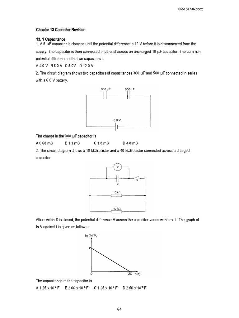 Chapter 13 Capacitor Revision | PDF | Capacitor | Series And Parallel Circuits