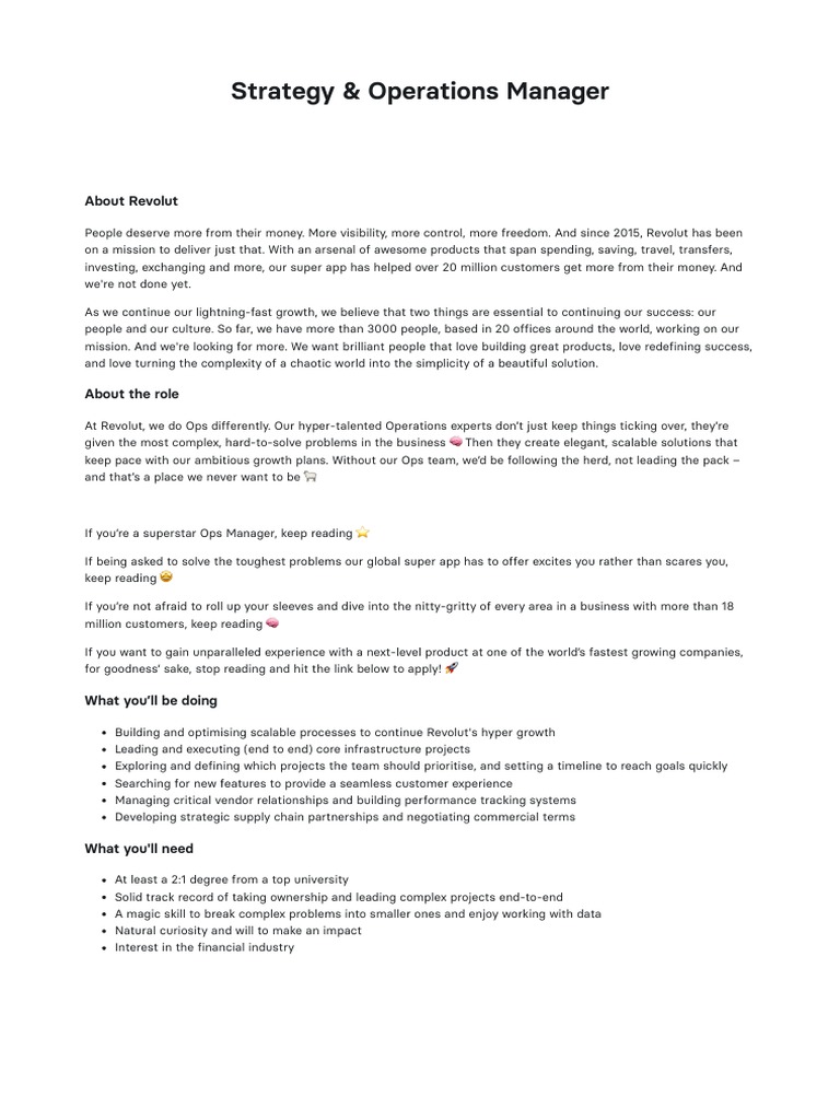 Strategy & Operations Manager JD-1 | PDF | Economies | Business