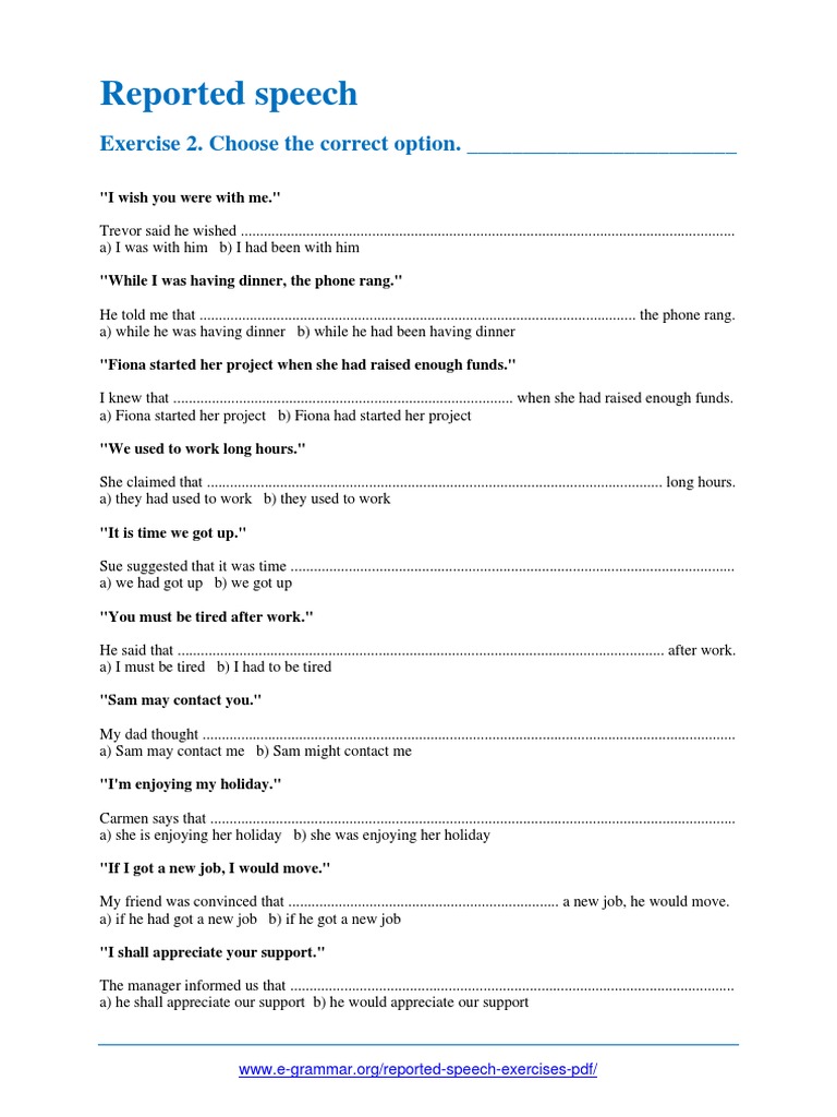 Reported Speech Exercise 2 | PDF | Home & Garden