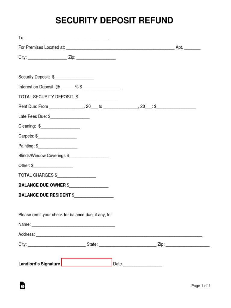 Security Deposit Return Letter Form | PDF | Business | Law