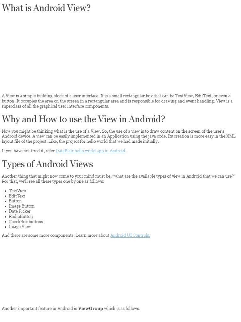 Android Layout and Views - Types and Examples - DataFlair | PDF | Page Layout | Android ...