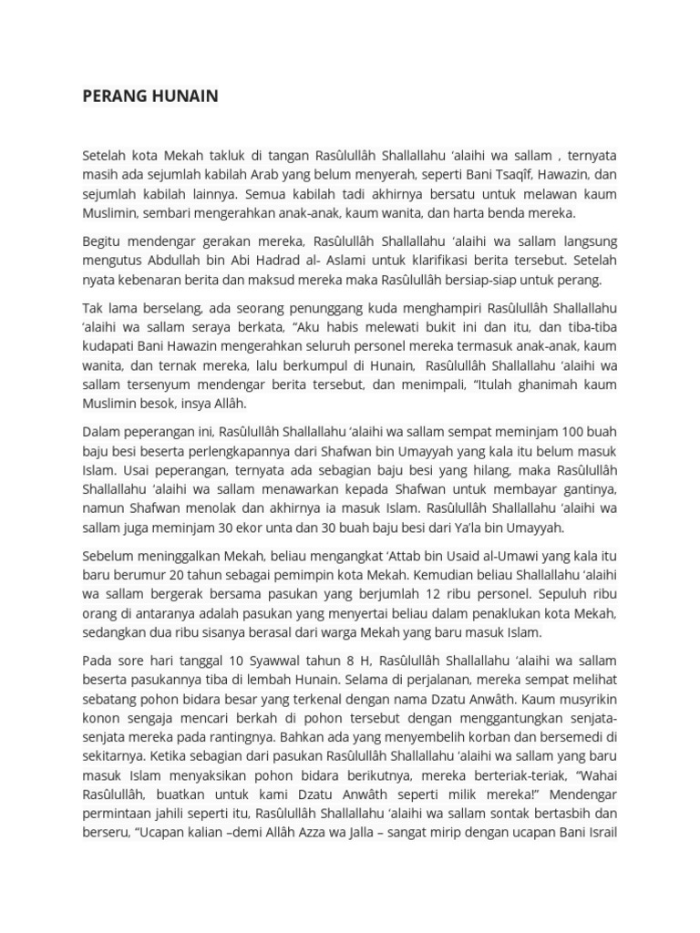 Perang Hunain: Strategi dan Keberanian Rasul | PDF