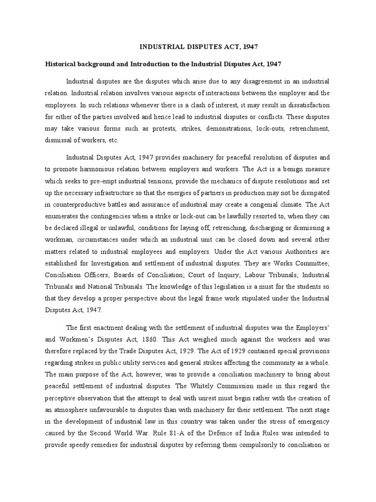 Ba - LLB Industrial Disputes Act | PDF | Employment | Strike Action