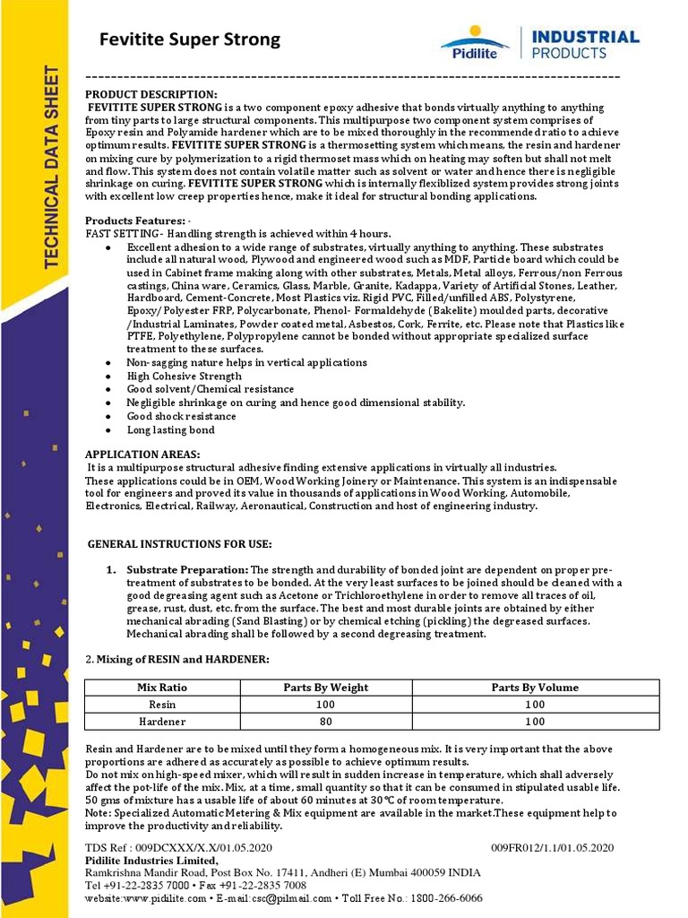 Fevitite Super Strong Epoxy Adhesives | PDF | Epoxy | Adhesive