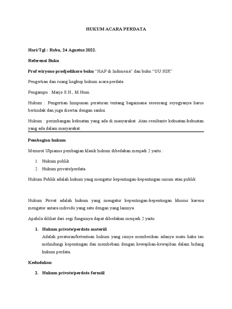 Hukum Acara Perdata di Indonesia | PDF