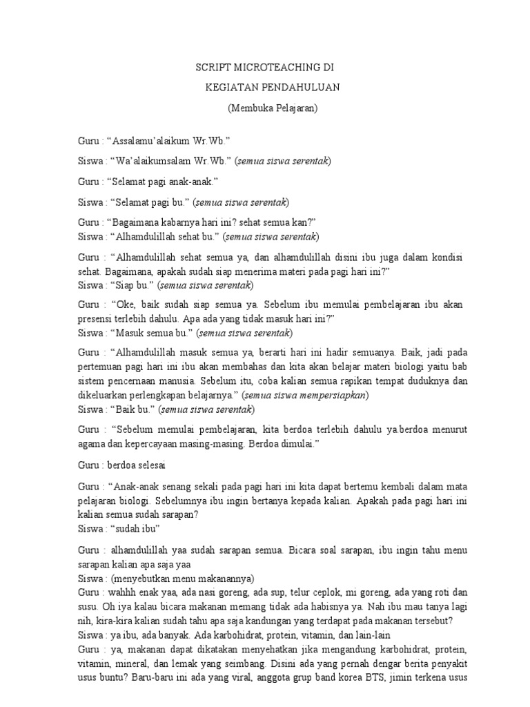 Script Microteaching Di | PDF